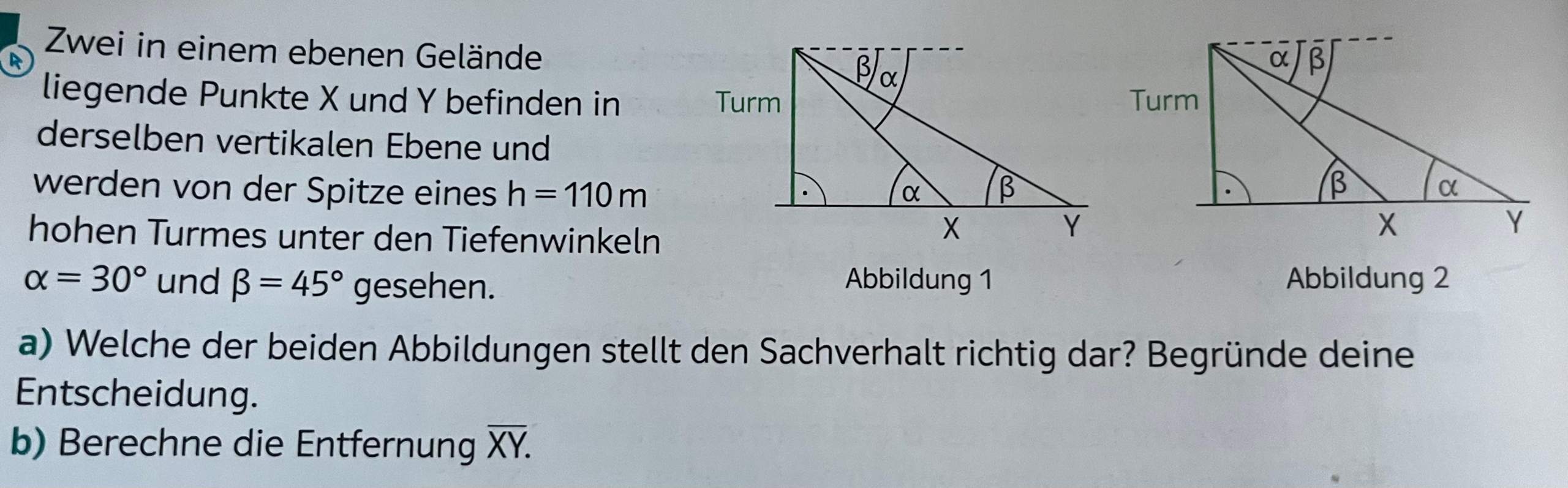 Mathe Trigonometrie Tiefenwinkel? (rechnen, Mathematiker, Winkel)