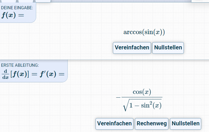Mathematik arccos(sin(x)) ableiten und vereinfachen? (Funktion ...