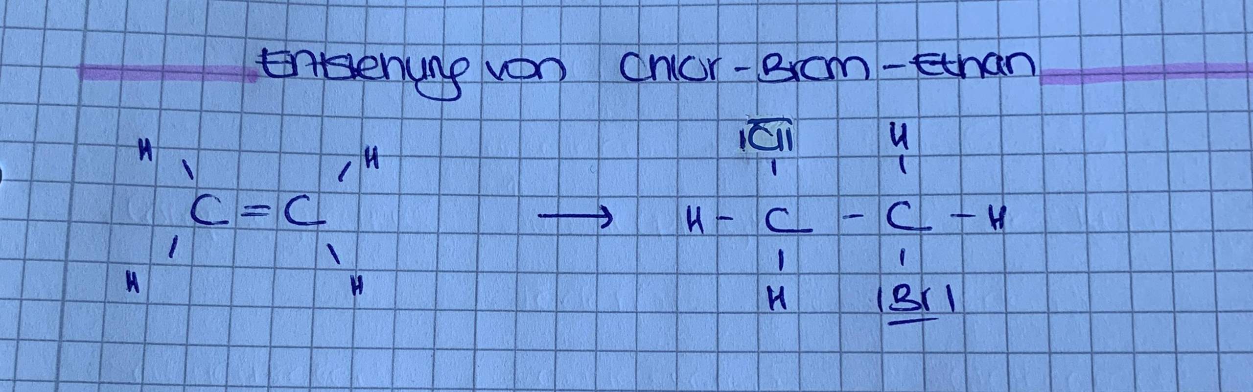 Mechanismus für Chlor-Brom-Ethan? (Reaktionsgleichung)