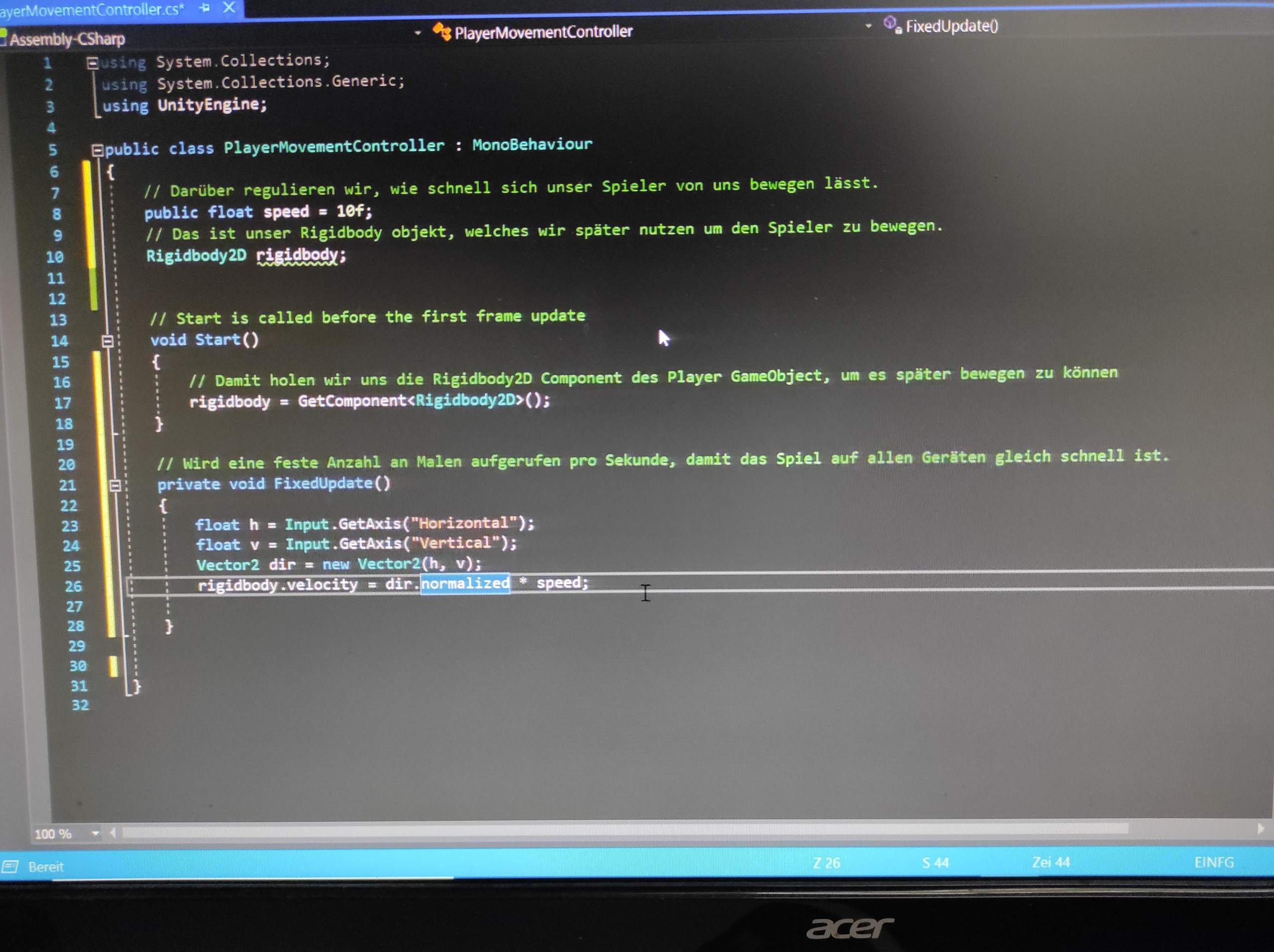 Mein Unity Code funktioniert nicht? (Computer, Spiele und Gaming, programmieren)