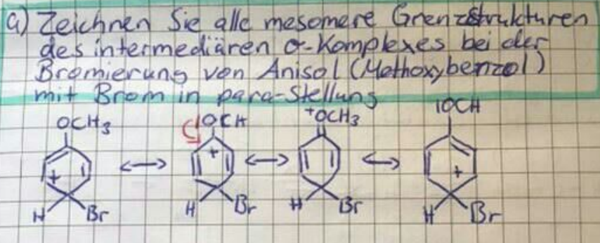 Mesomere Grenstrukturen beim σ-Komplex? (Chemie, Atom, Moleküle)