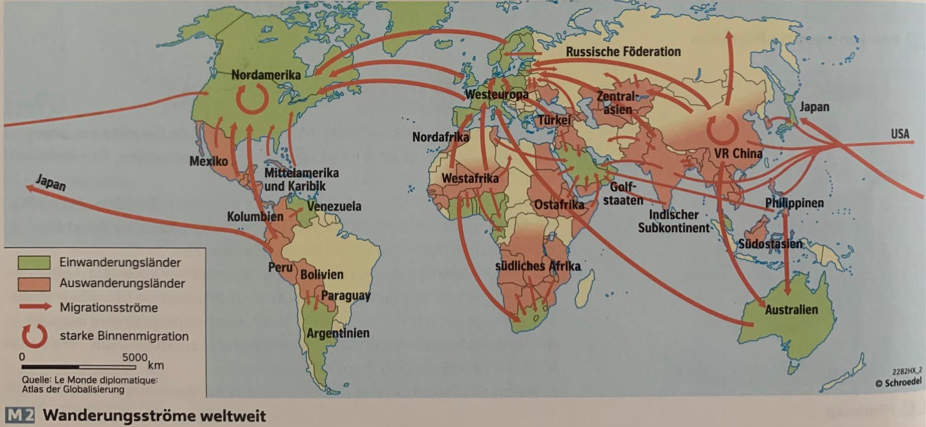 Einwanderungs- und Auswanderungsländer? (Schule, Erdkunde, Geografie)