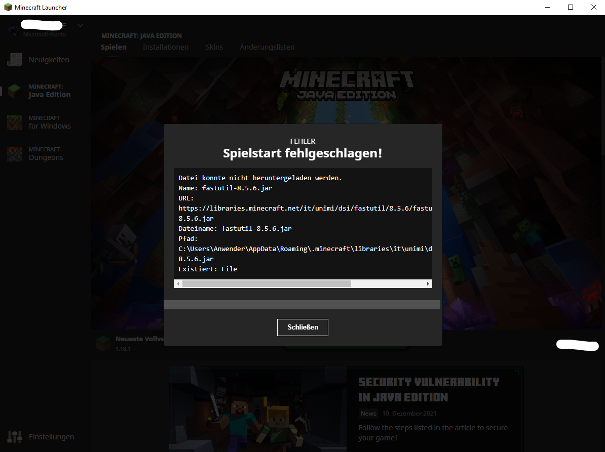 Minecraft 1.18.1 startet nicht? (Computer, Technik, Spiele und Gaming)