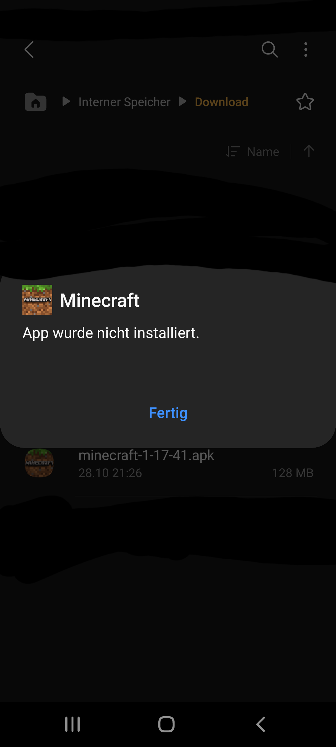 Minecraft apk funktioniert nicht? (Spiele und Gaming, App, Samsung)