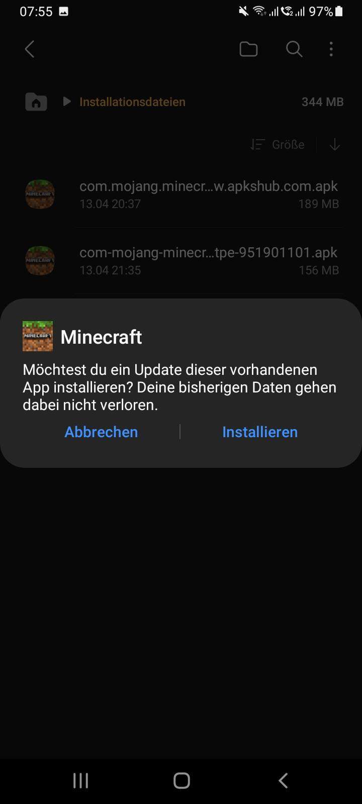 Minecraft APK nicht installiert was tun?