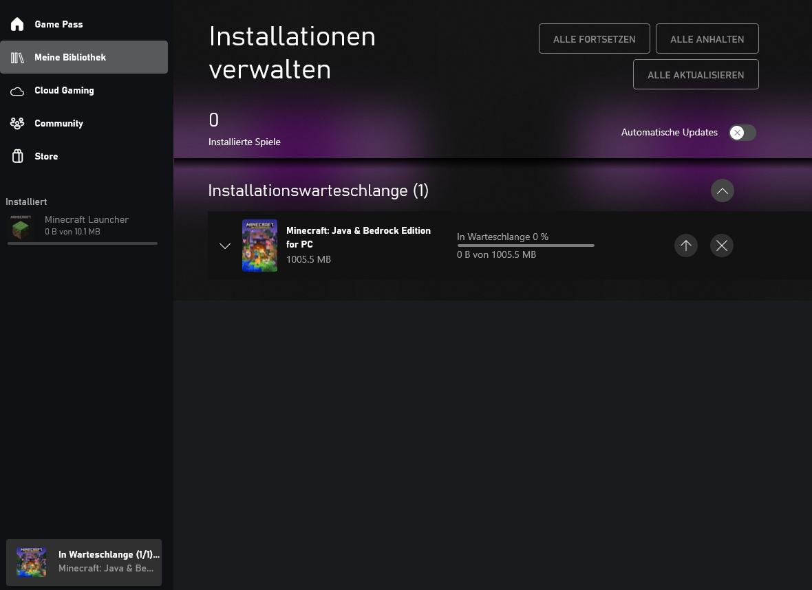 Minecraft-Launcher Installieren über Microsoft-Store (xBox Gaming ...
