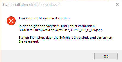 Minecraft Optifine - Java kann nicht Installiert werden :( Kann jemand ...