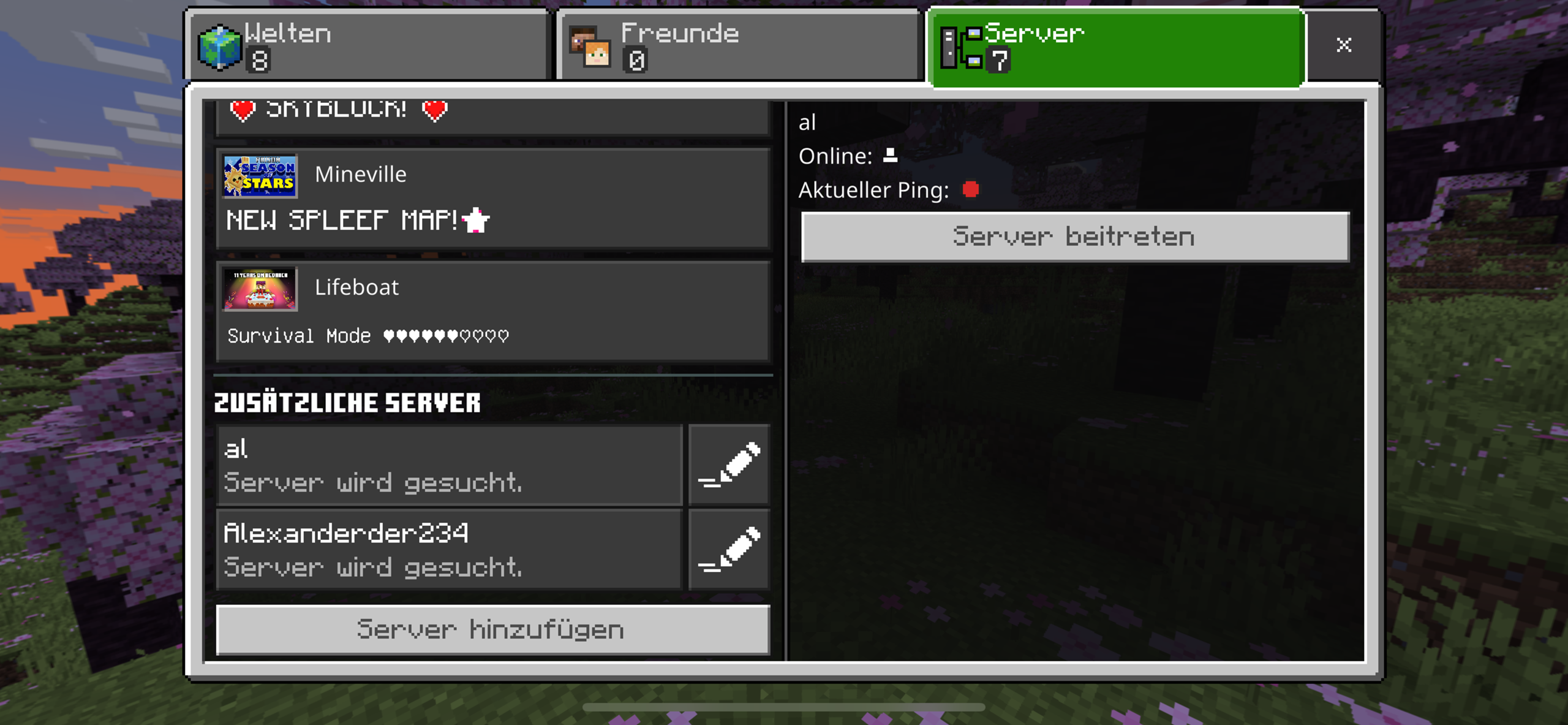 Minecraft Ping rot? (Minecraft Server)