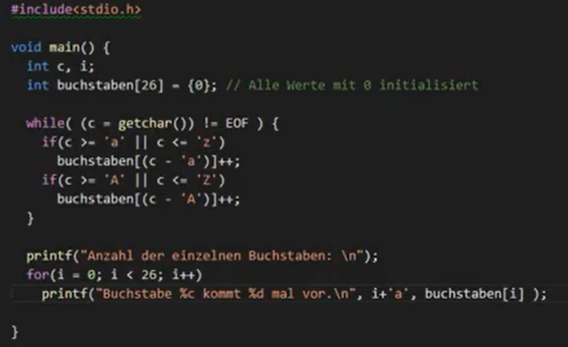 Mit C die Buchstabenanzahl von einem Satz zählen? (Computer ...