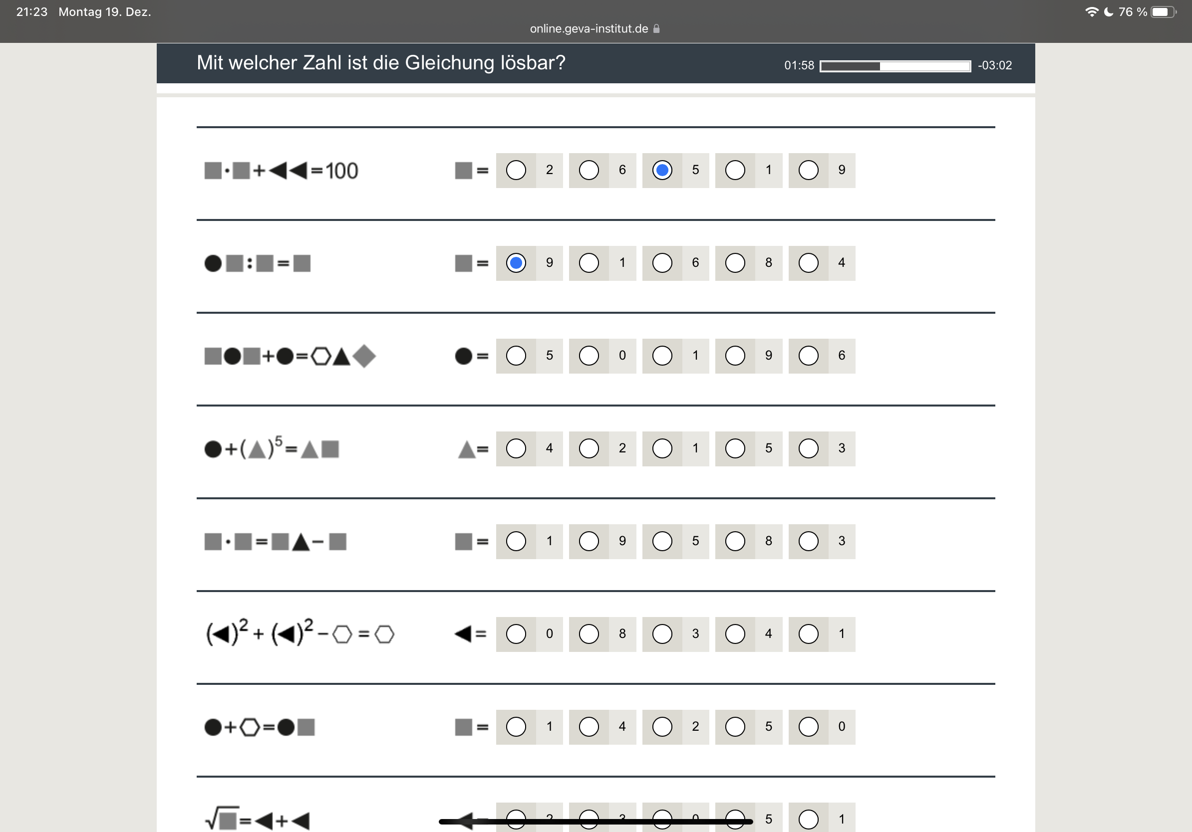 Mit welcher Zahl ist die Gleichung lösbar? (Mathematik, Symbol)
