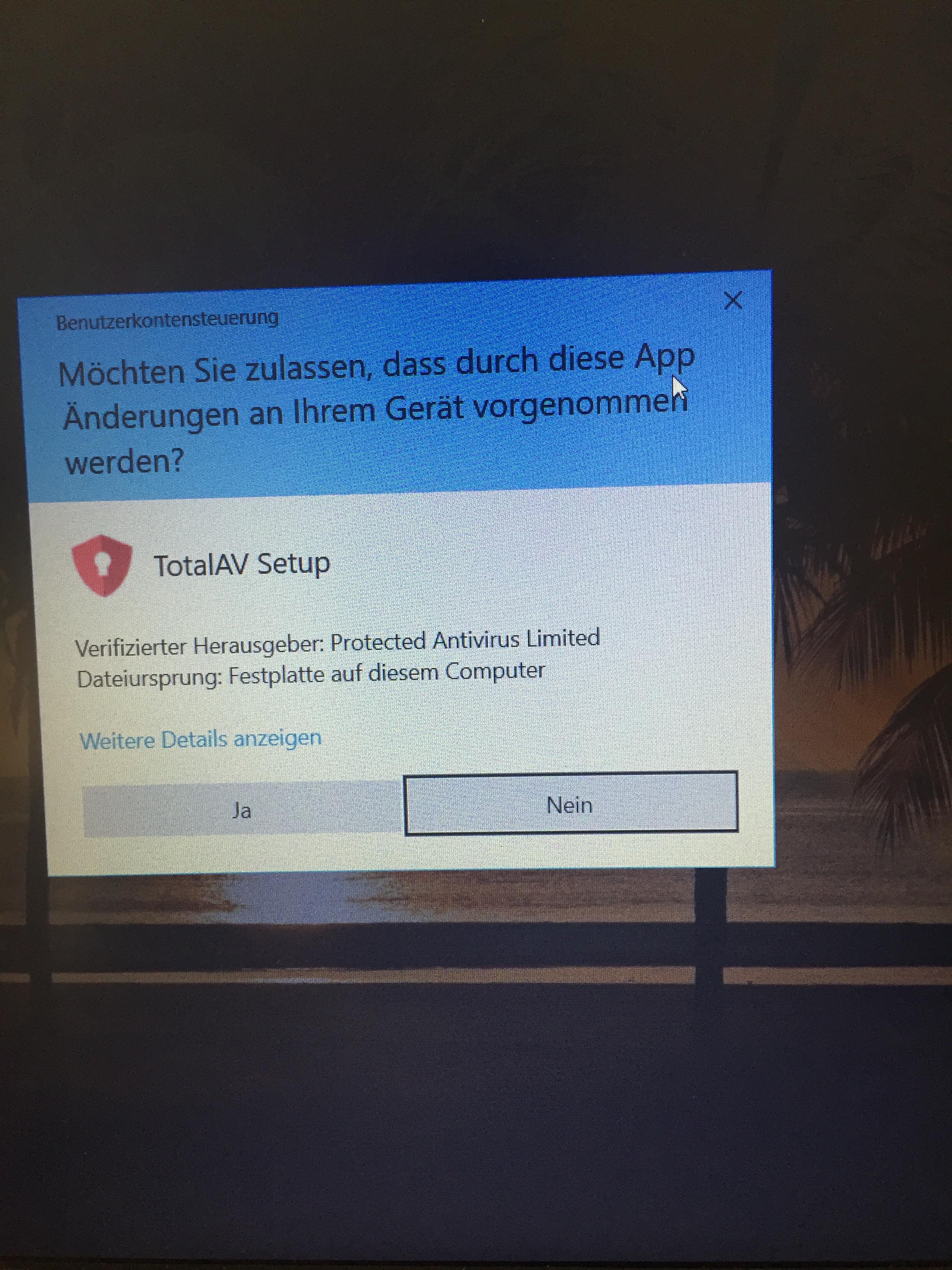 Möchten sie zulassen dass durch diese App Änderungen an ihrem PC ...