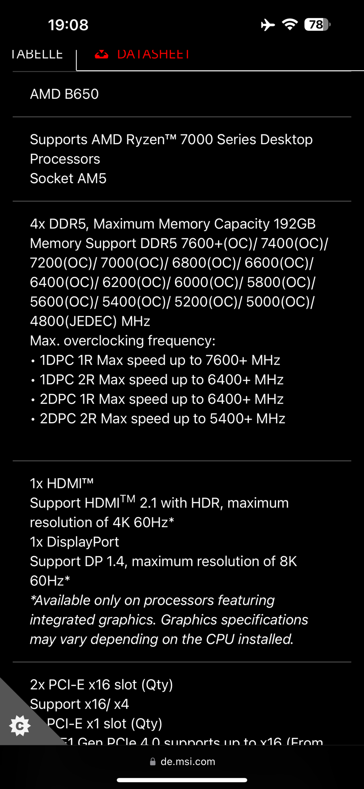 MSI Tomahawk B650 (AM5)? (mindfactory)