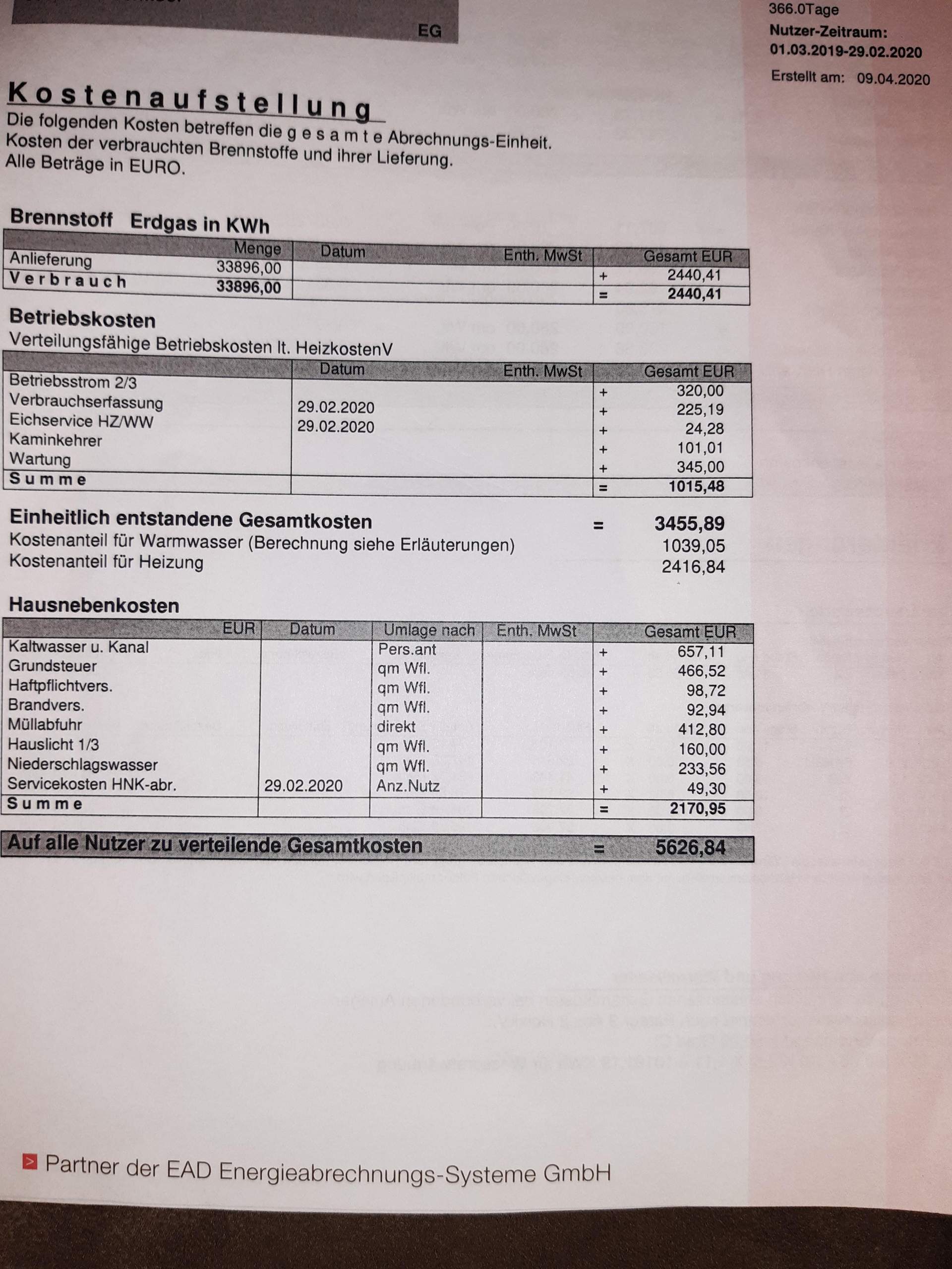 Nebenkostenabrechnung plötzlich viel höher trotz weniger Verbrauch ... Nebenkostenabrechnung plötzlich viel höher trotz weniger Verbrauch ...