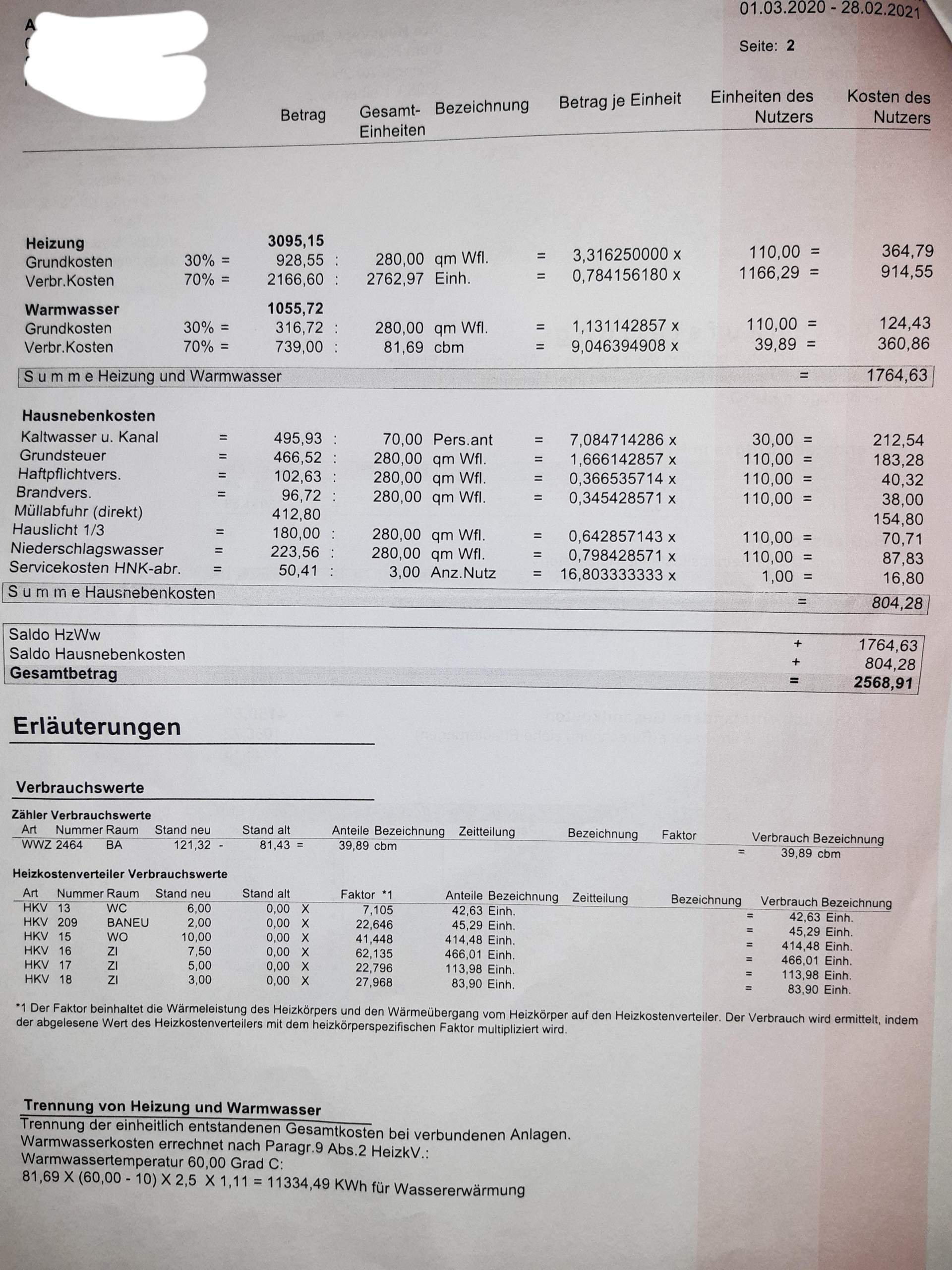 Nebenkostenabrechnung plötzlich viel höher trotz weniger Verbrauch ... Nebenkostenabrechnung plötzlich viel höher trotz weniger Verbrauch ...