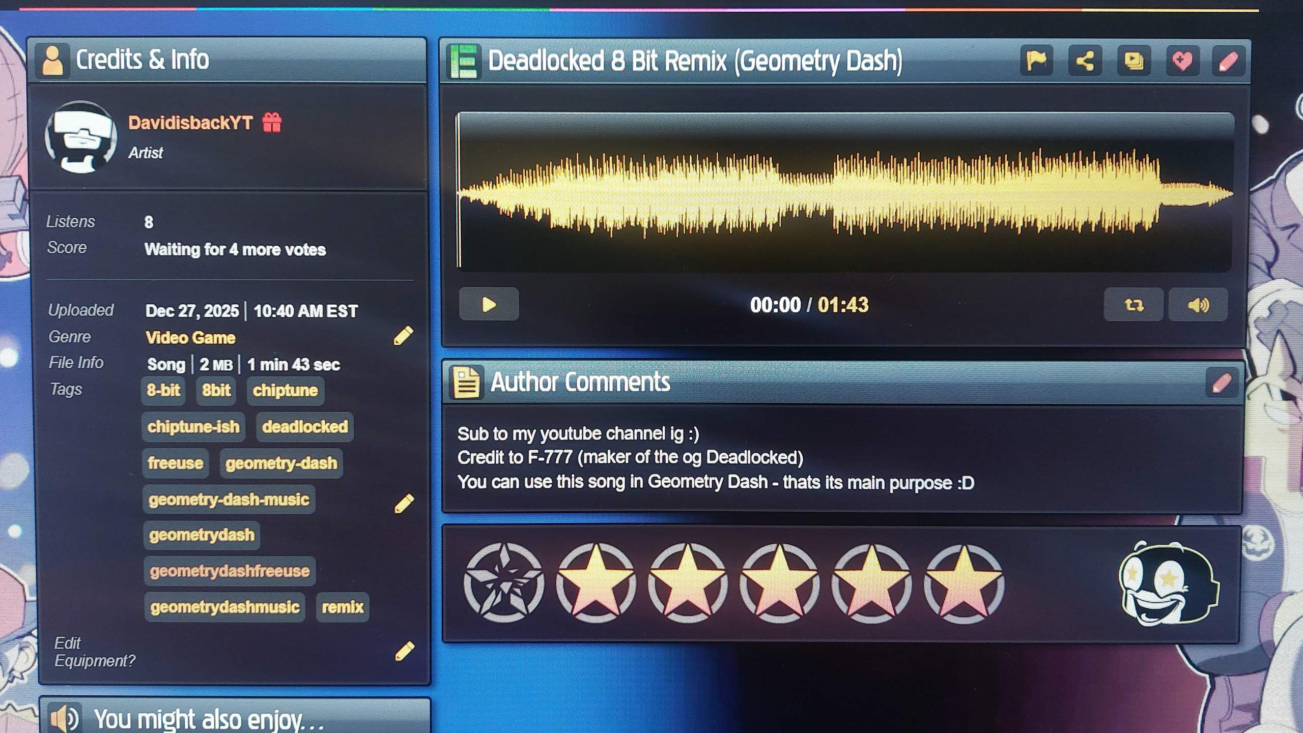 Newgrounds Song geht nicht in Geometry Dash? (Gaming)