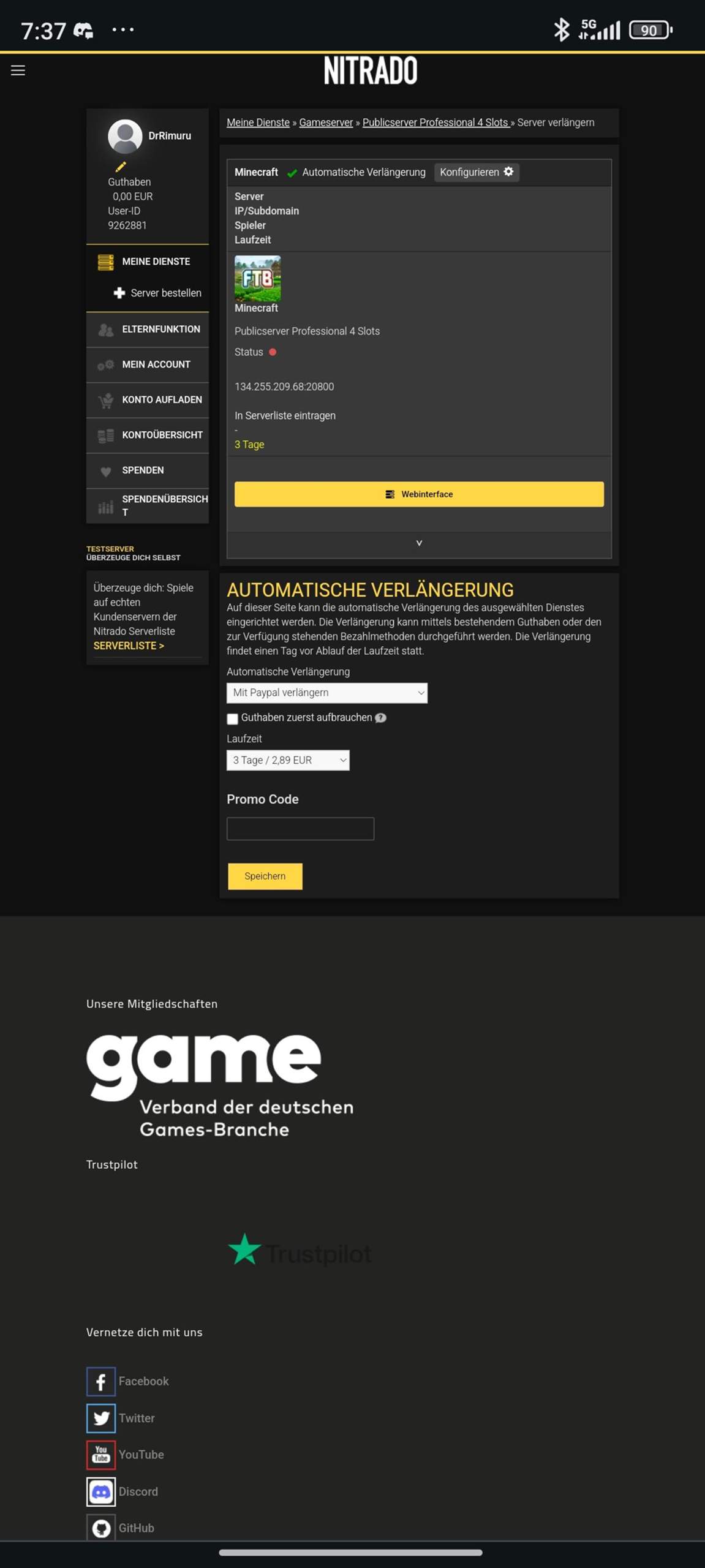 Nitrado Kündigen? (Minecraft, Server, Minecraft Server)