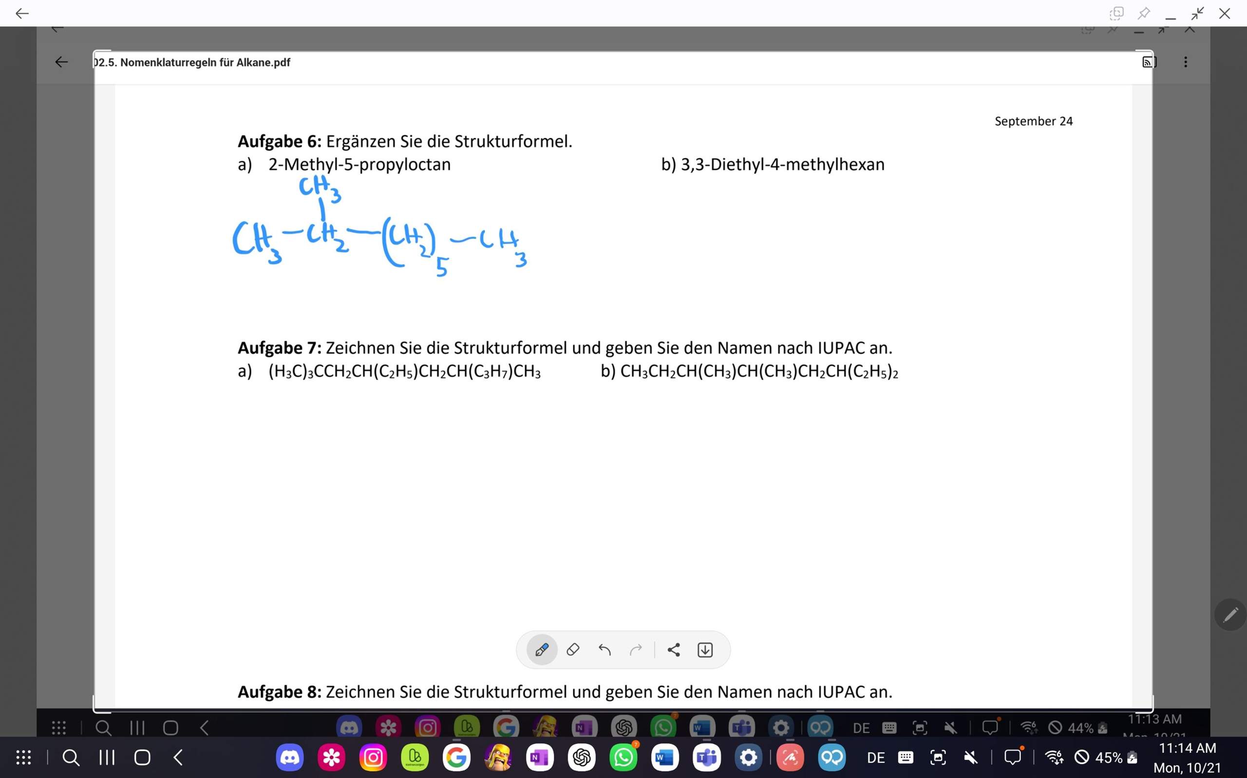 Nomenklatur Chemie kleine Fragen? (organische Chemie, Alkane ...