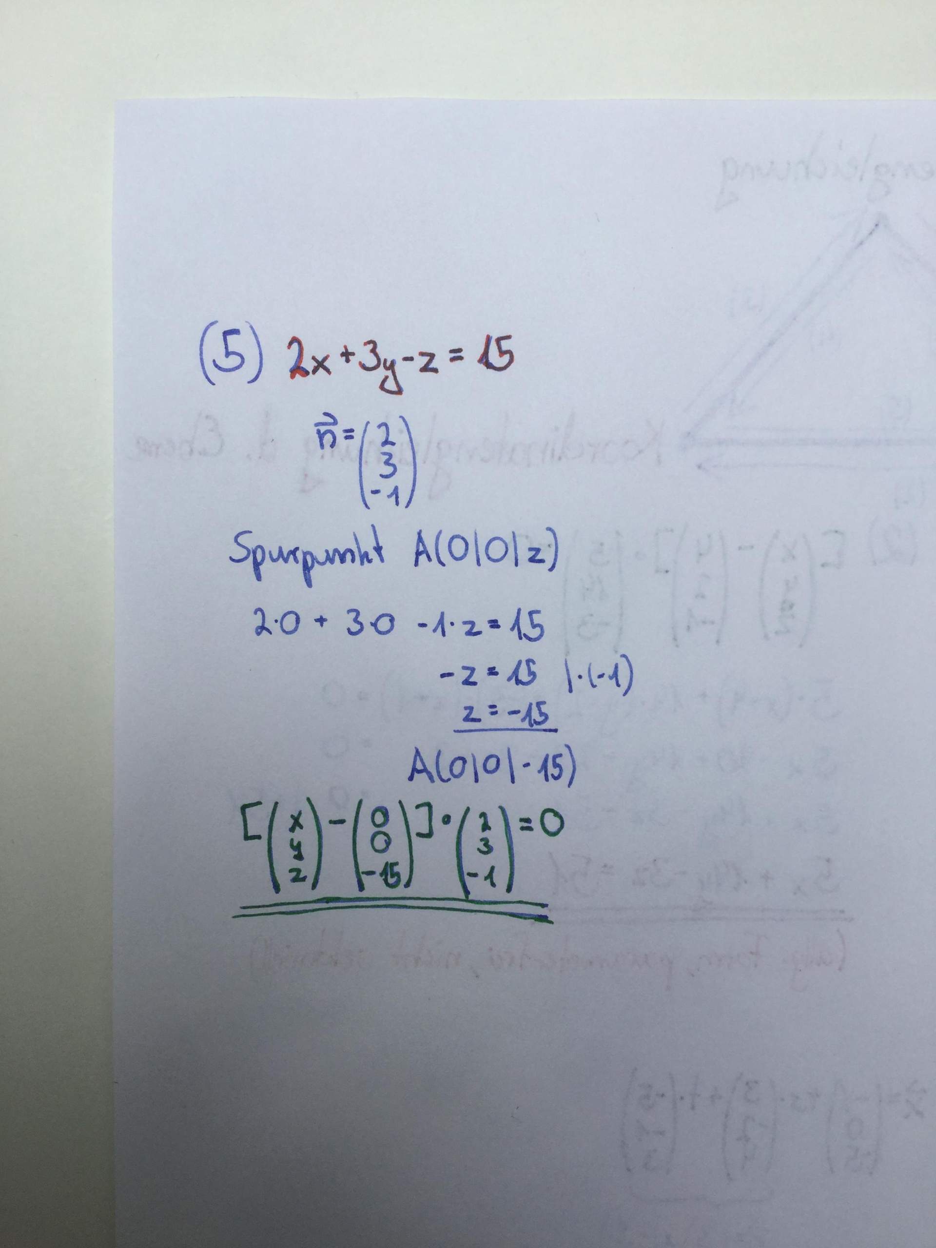 Normalengleichung->Ebenengleichung umwandeln? (Schule, Mathematik, Abitur)
