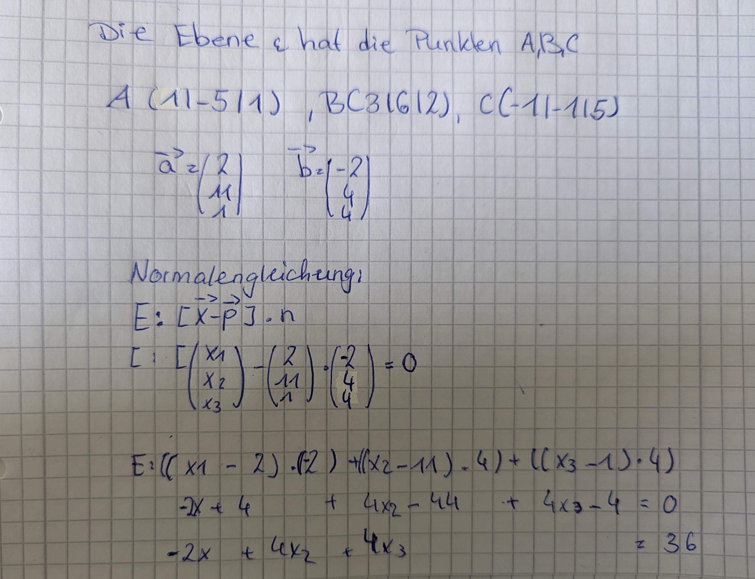 Normalengleichung? (rechnen, Analysis, Vektoren)