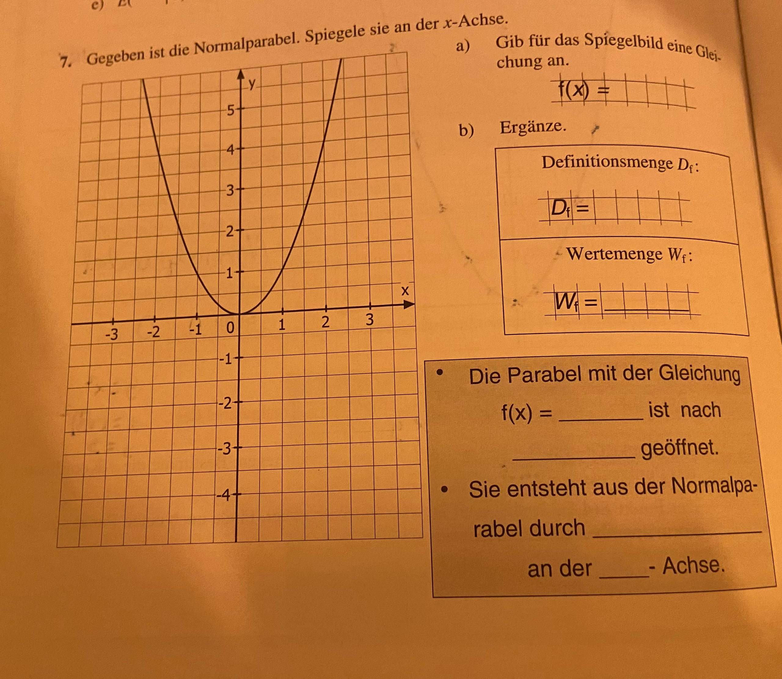 Normalparabel spiegeln? (Funktion, Gleichungen, quadratische Funktion)