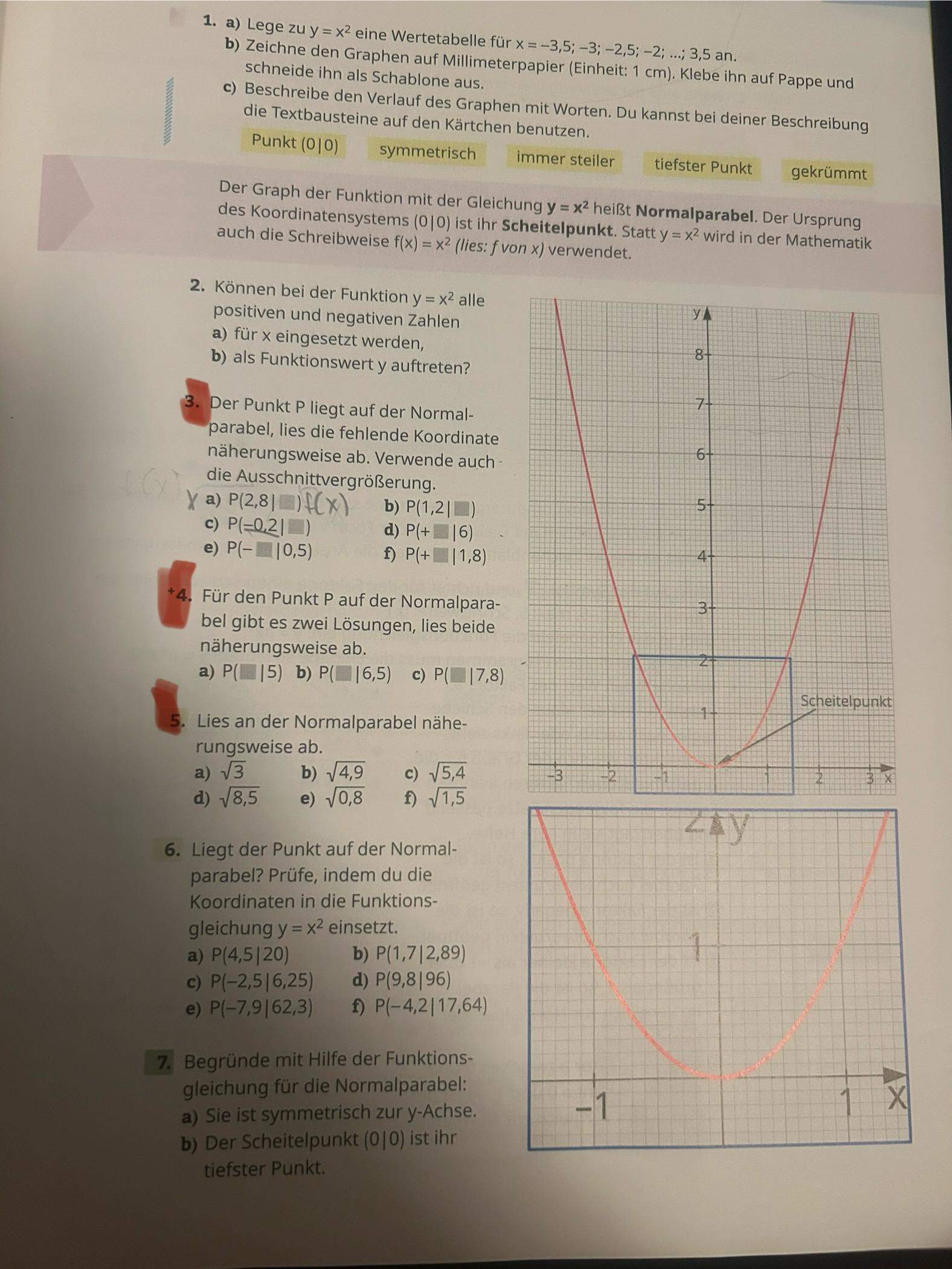 Normalparabel näherungsweise? (Funktion, quadratische Funktion, Parabel)