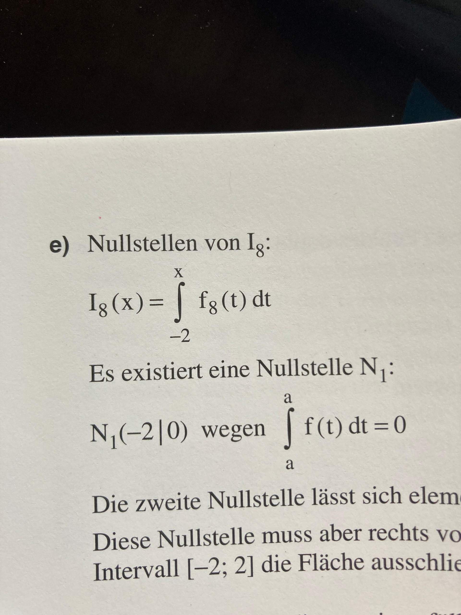 Nullstellen einer Integralfunktion? (Mathematik, Integralrechnung)