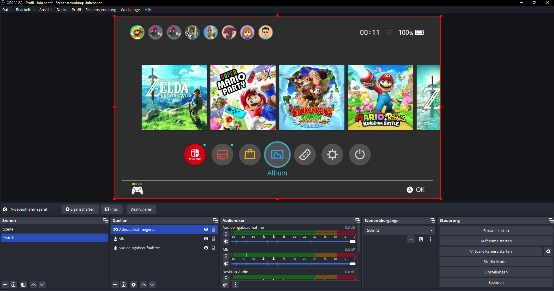 OBS Einstellungen fürs Aufnehmen eines Switch-Gameplays über eine ...