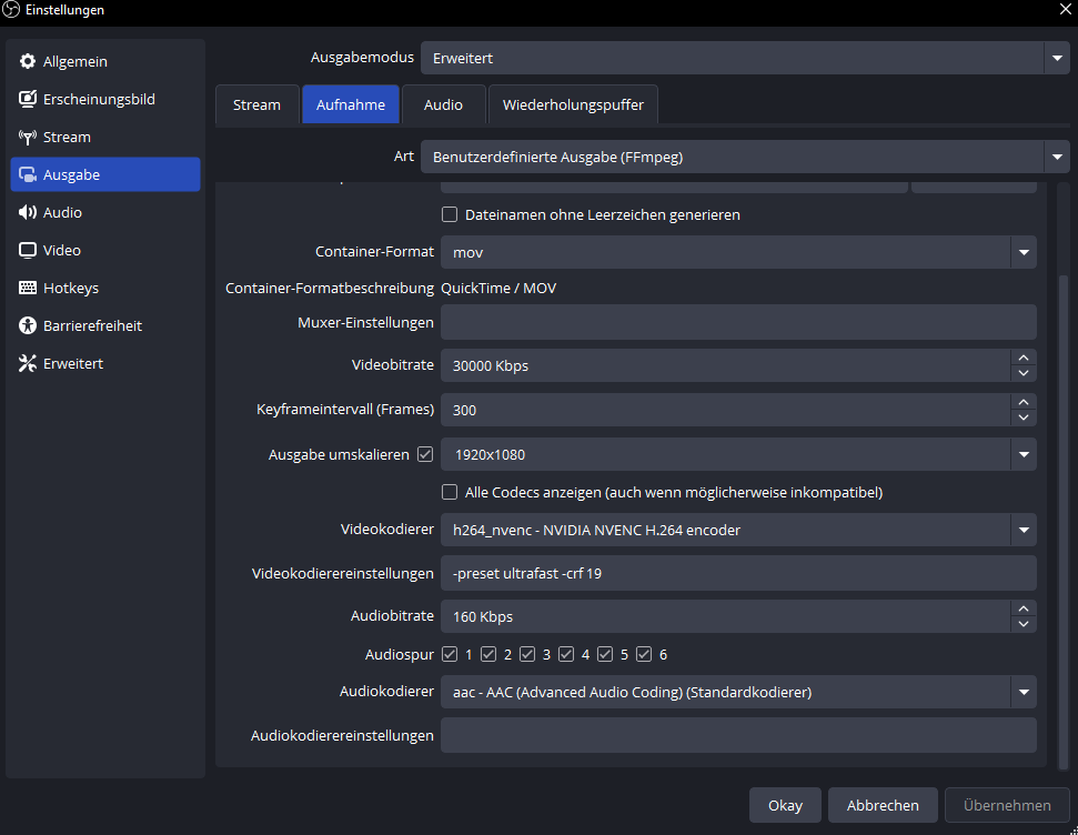 OBS Einstellungen fürs Aufnehmen eines Switch-Gameplays über eine ...