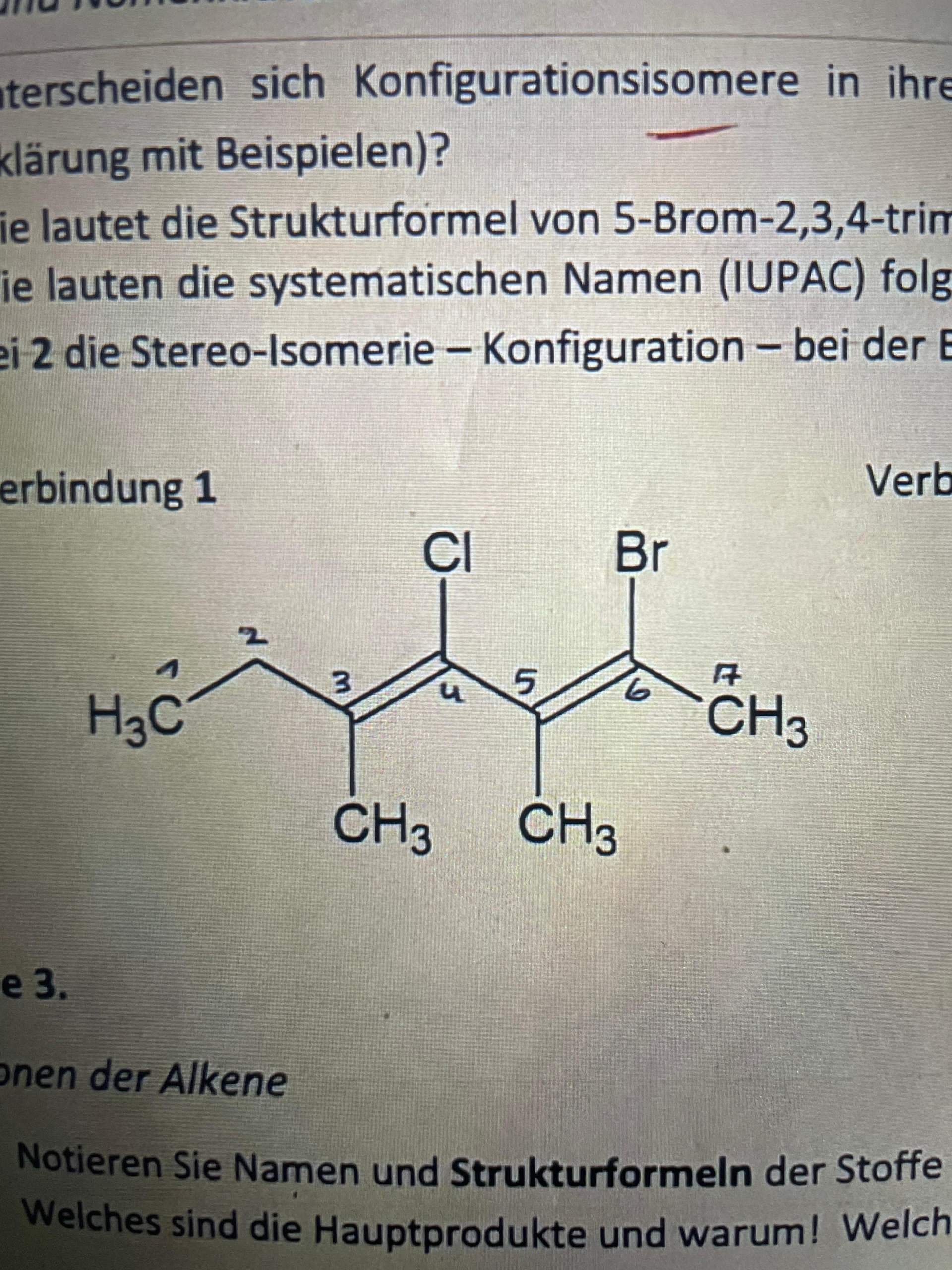 Organische Chemie nomenklatur mit Chlor und Brom? (Schule, Alkane)