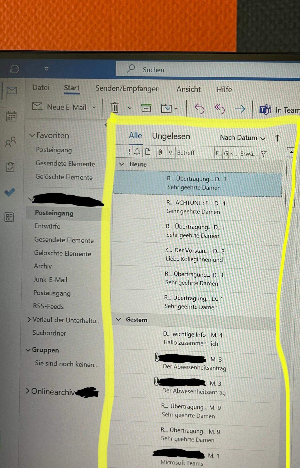 Outlook Posteingang komisch klein? (E-Mail, Microsoft Outlook)