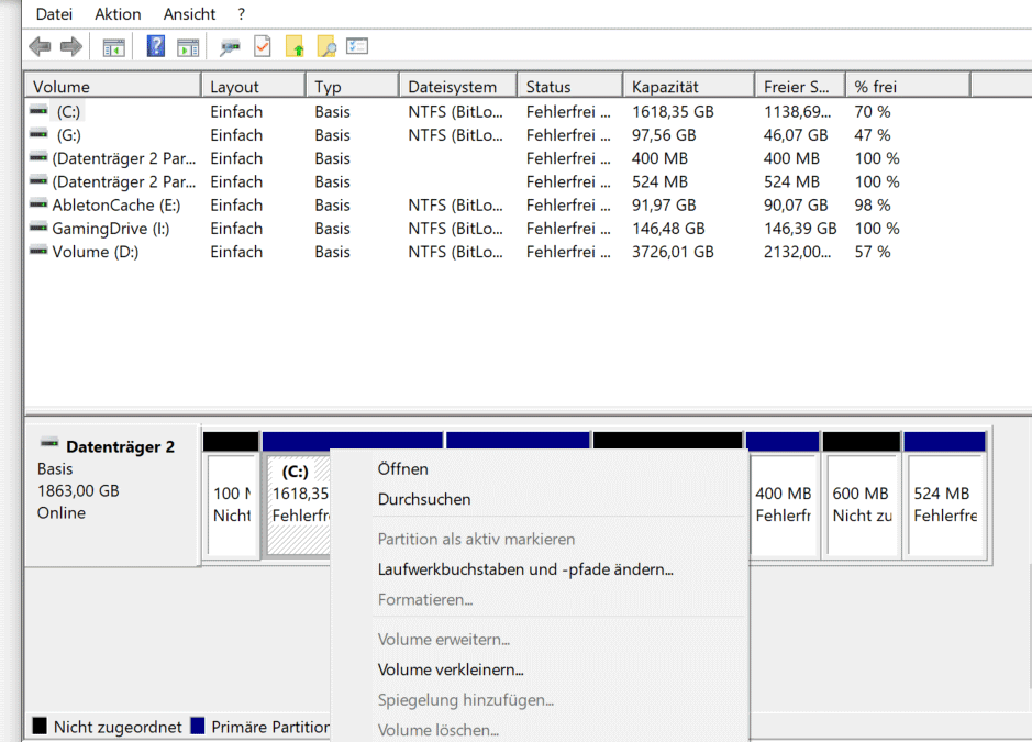 Partition kann nicht erweitert werden? (Computer, Grafikkarte, Hardware)
