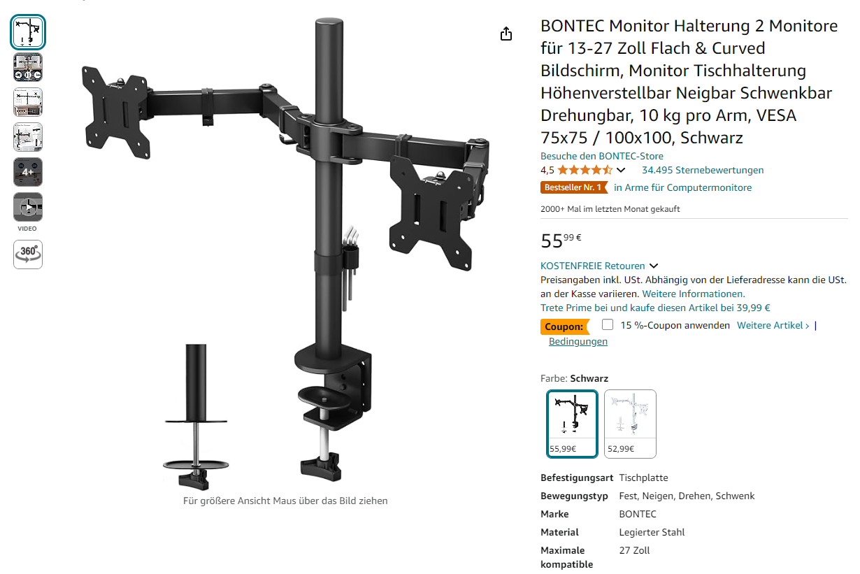 Passt der Monitor auf der Monitorhalterung? (Gaming, Display, HDMI)