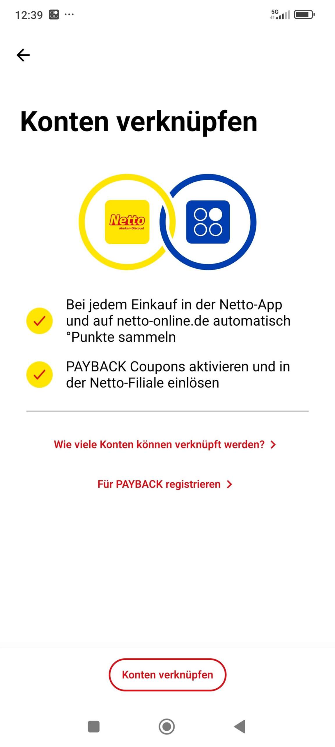 Payback Konto lässt sich mit Netto App /Konto nicht verknüpfen ...