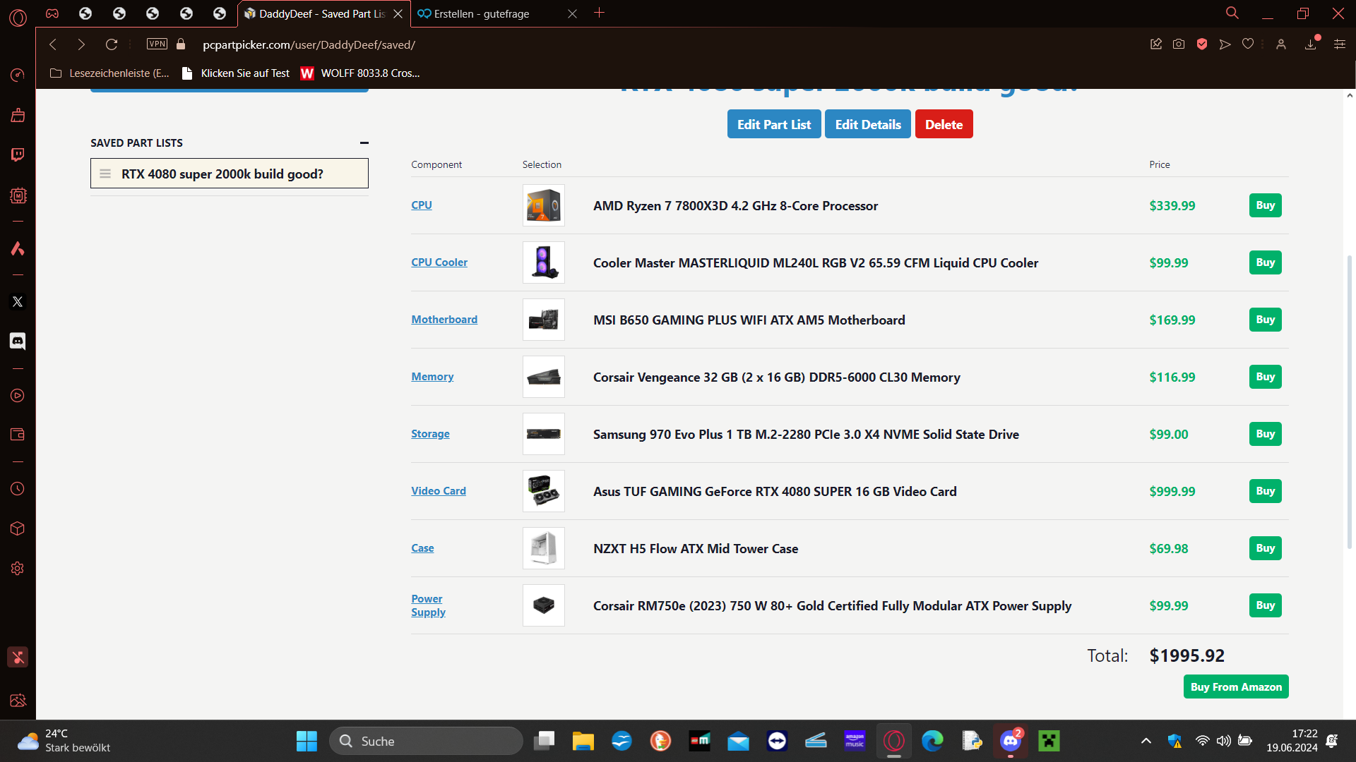 PC RTX 4080 Super build gut? (Gaming PC, CPU, Prozessor)