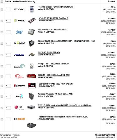 PC-Komponenten für Zusammenbau. Verbesserungsvorschläge? (Computer ...