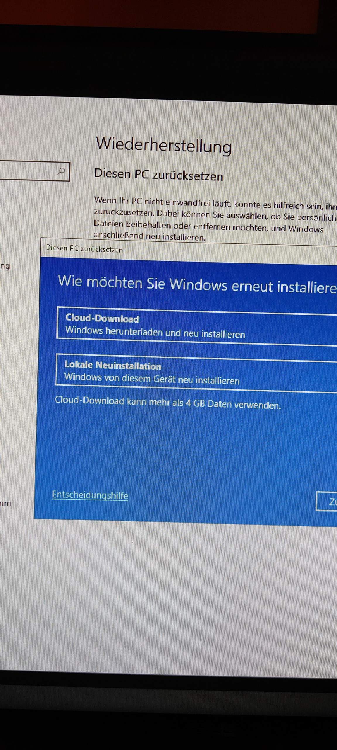 PC zurücksetzen, lokal oder Cloud Windows Download? (Gaming, Gaming PC ...