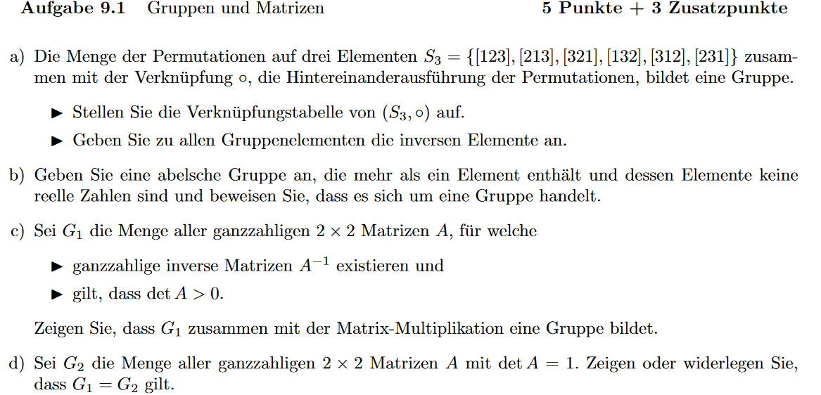 Permutationen von Matrizen als Gruppe verknüpfen? (Schule, Mathematik ...