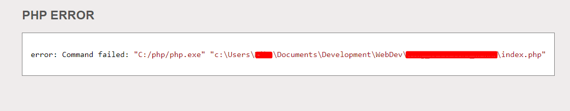 "PHP ERROR error: Command failed:" beheben? (Webseite, Programmiersprache, Datenbank)