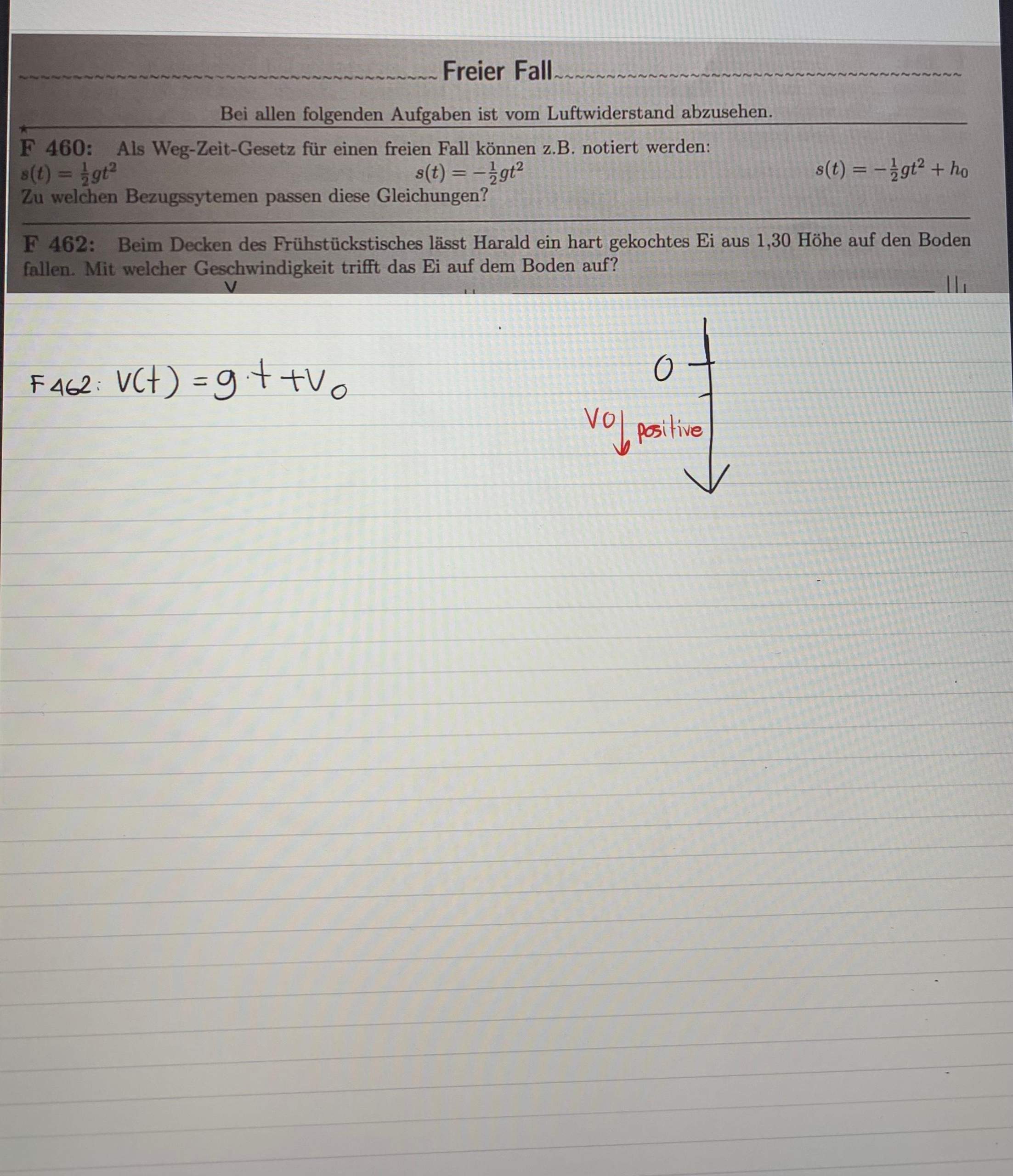 Physik (freier fall)? (Energie, Formel, Geschwindigkeit)