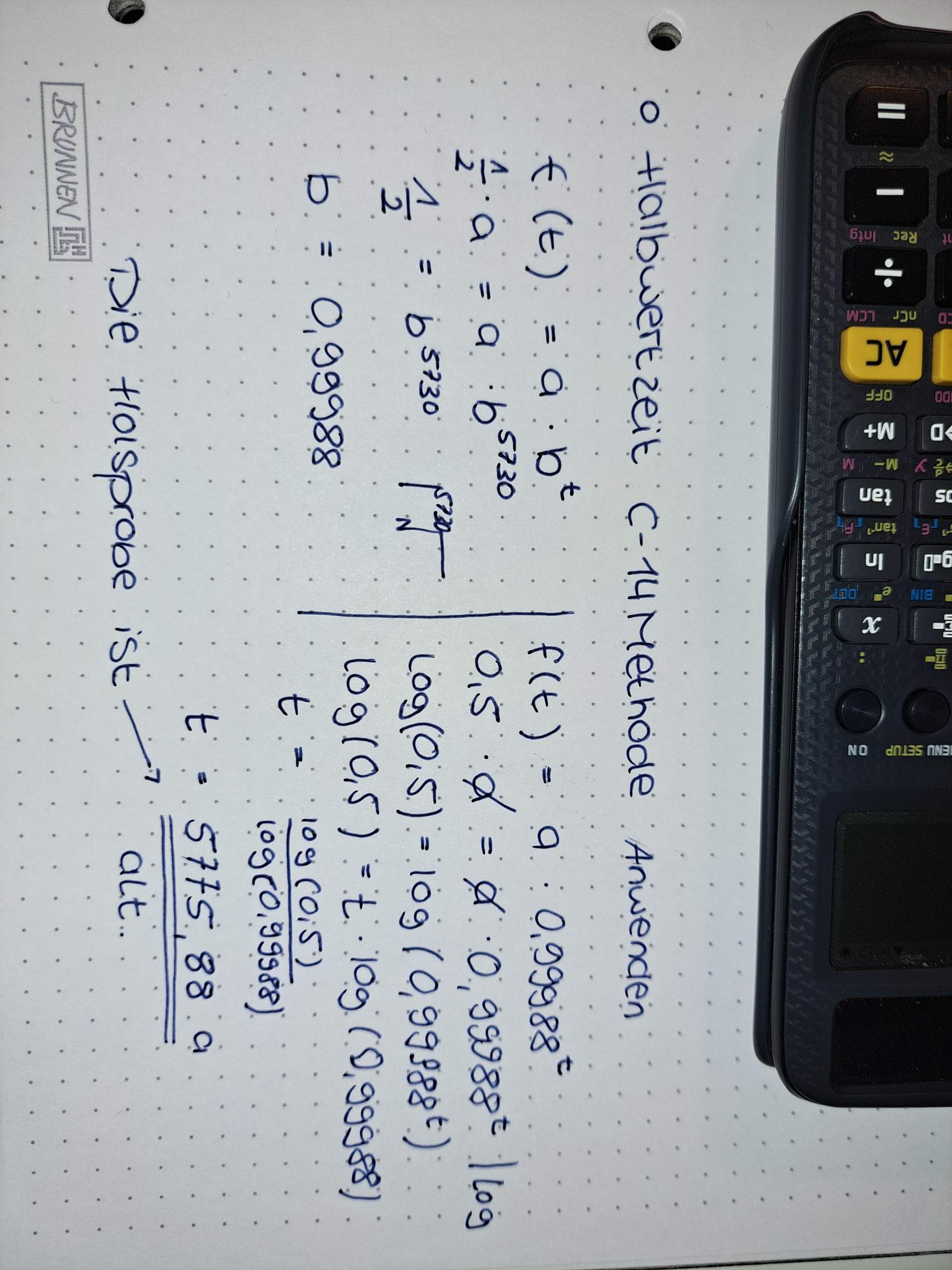 Physik Halbwertzeit C-14 Methode 9.Klasse? (9. Klasse, Halbwertszeit, c14-methode)