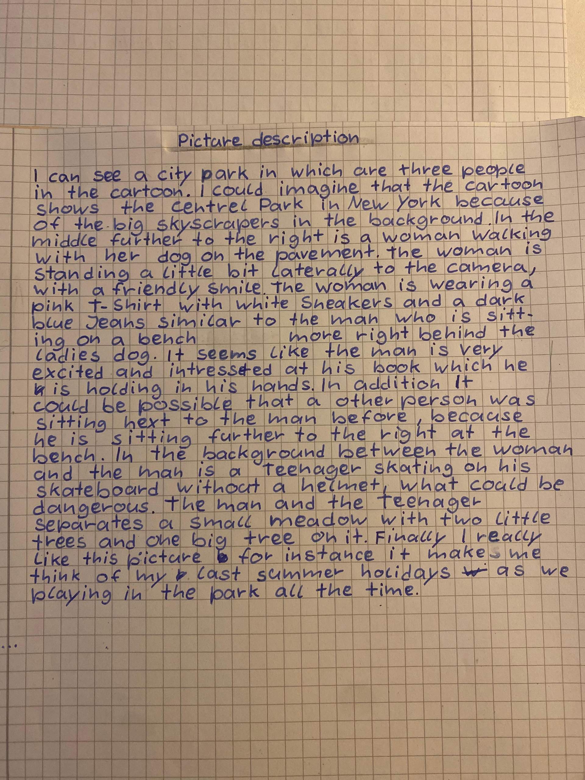 Picture Description Feedback? (Englisch, Abitur, Grammatik)