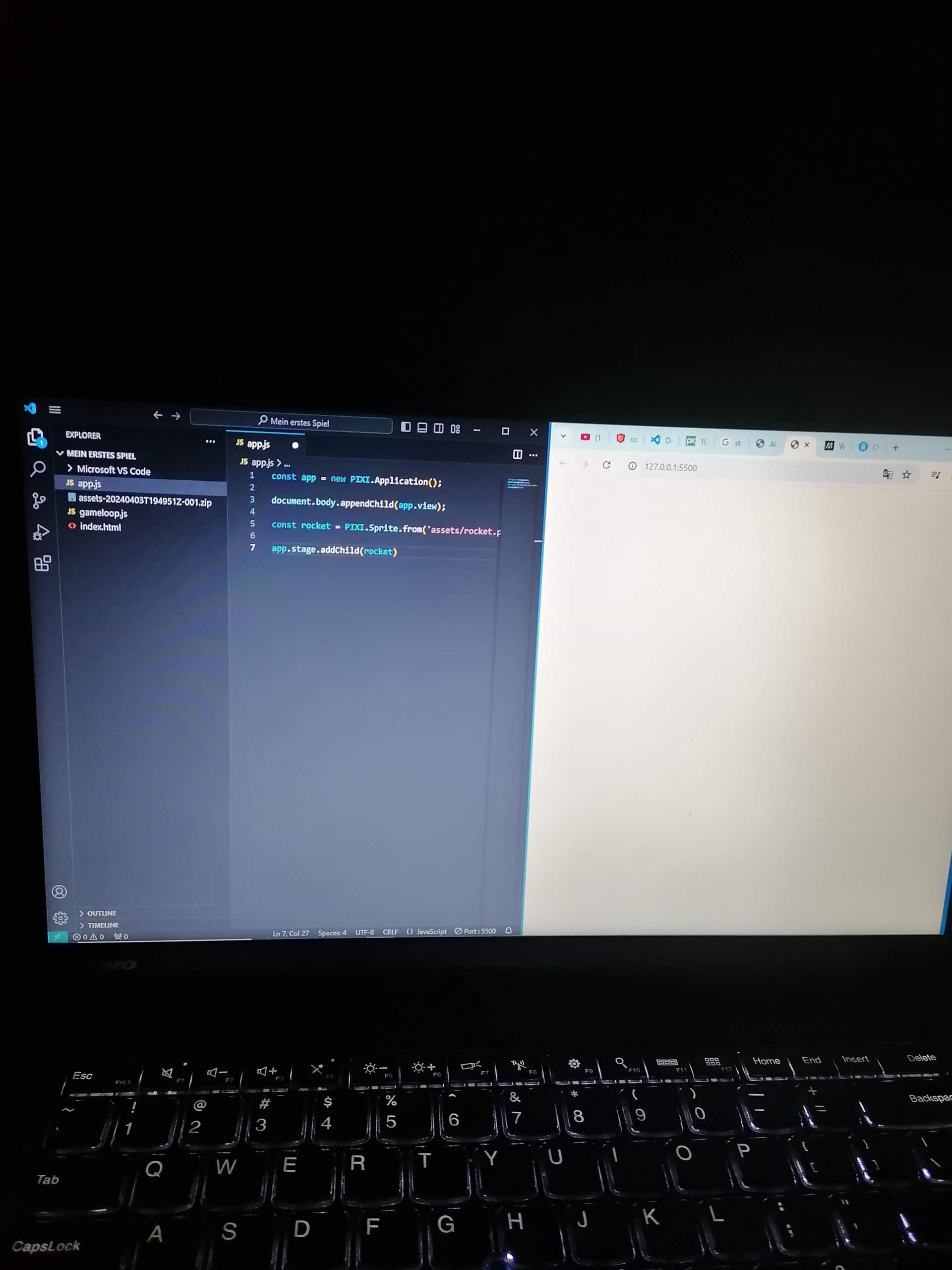 Visual Studio Code Spiel programmieren? (App, Webseite, HTML)