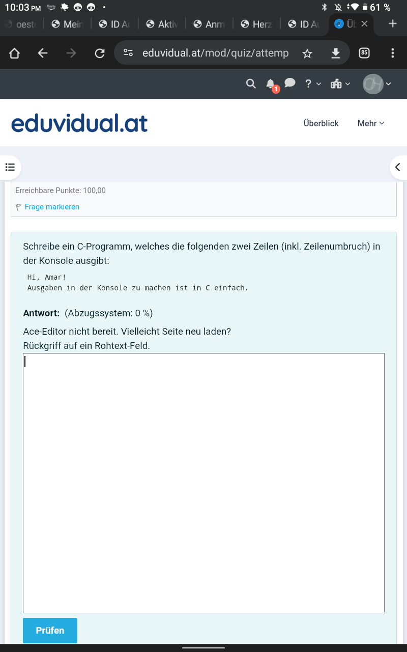 Programmieraufgabe Lösungen? (Aufgabe)