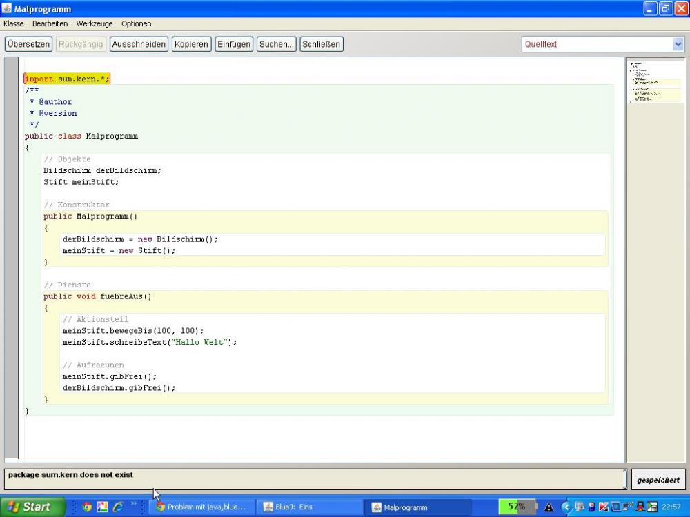 Problem mit BlueJ und der suM Kern Bilbliothek (Computer, Programm, Java)