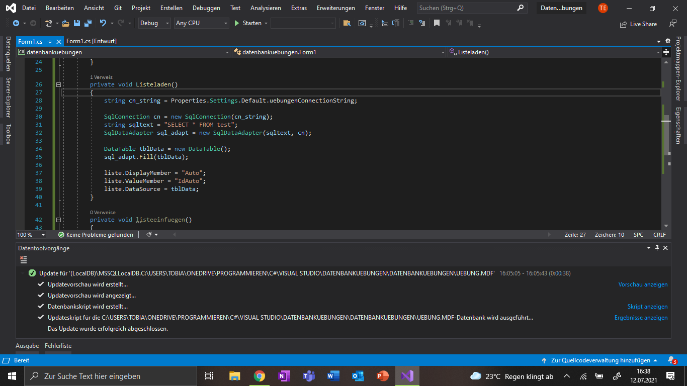 Problem mit der SqlConnection? (Computer, programmieren, Informatik)