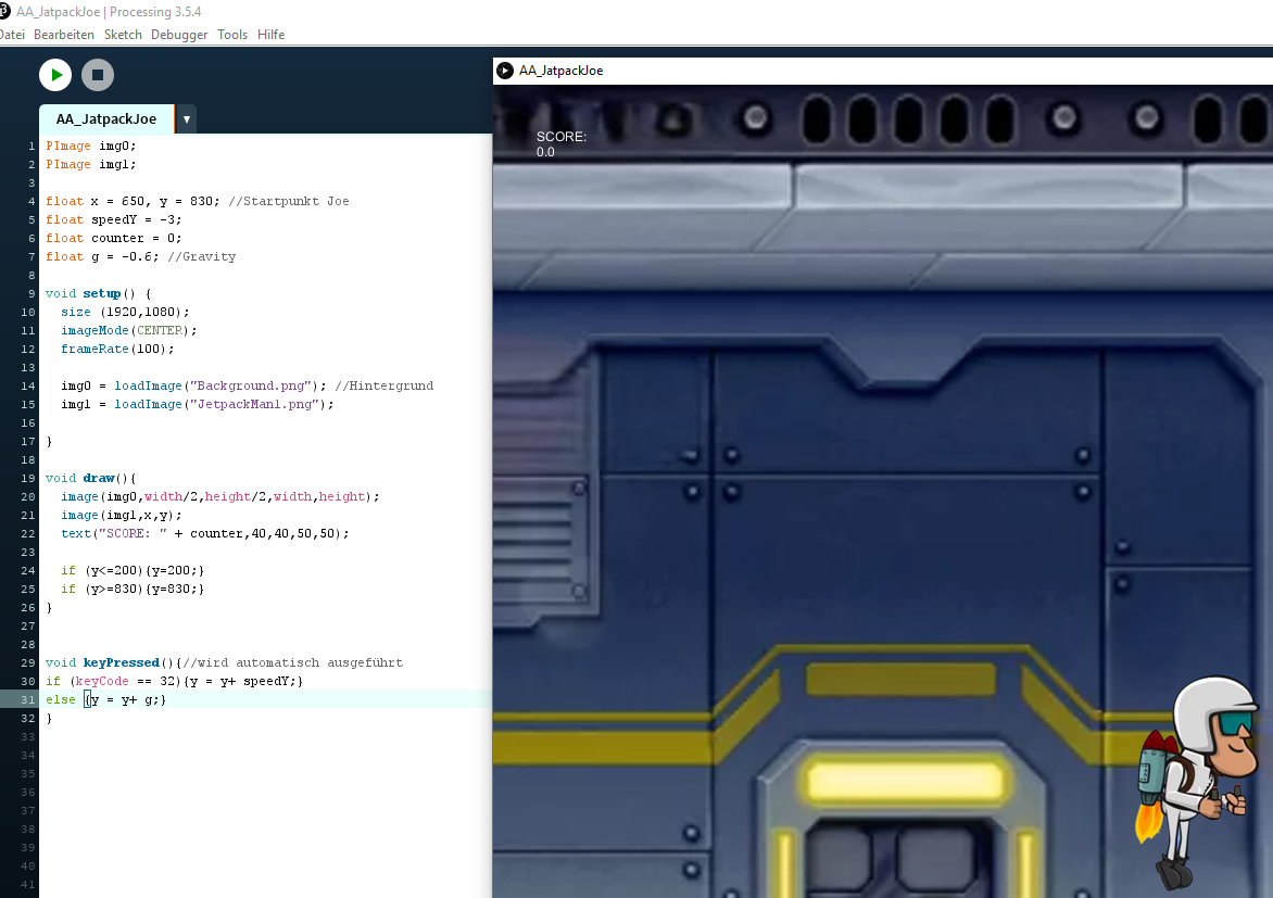 Processing: Wie Jump Funktion programmieren? (Games, Java)
