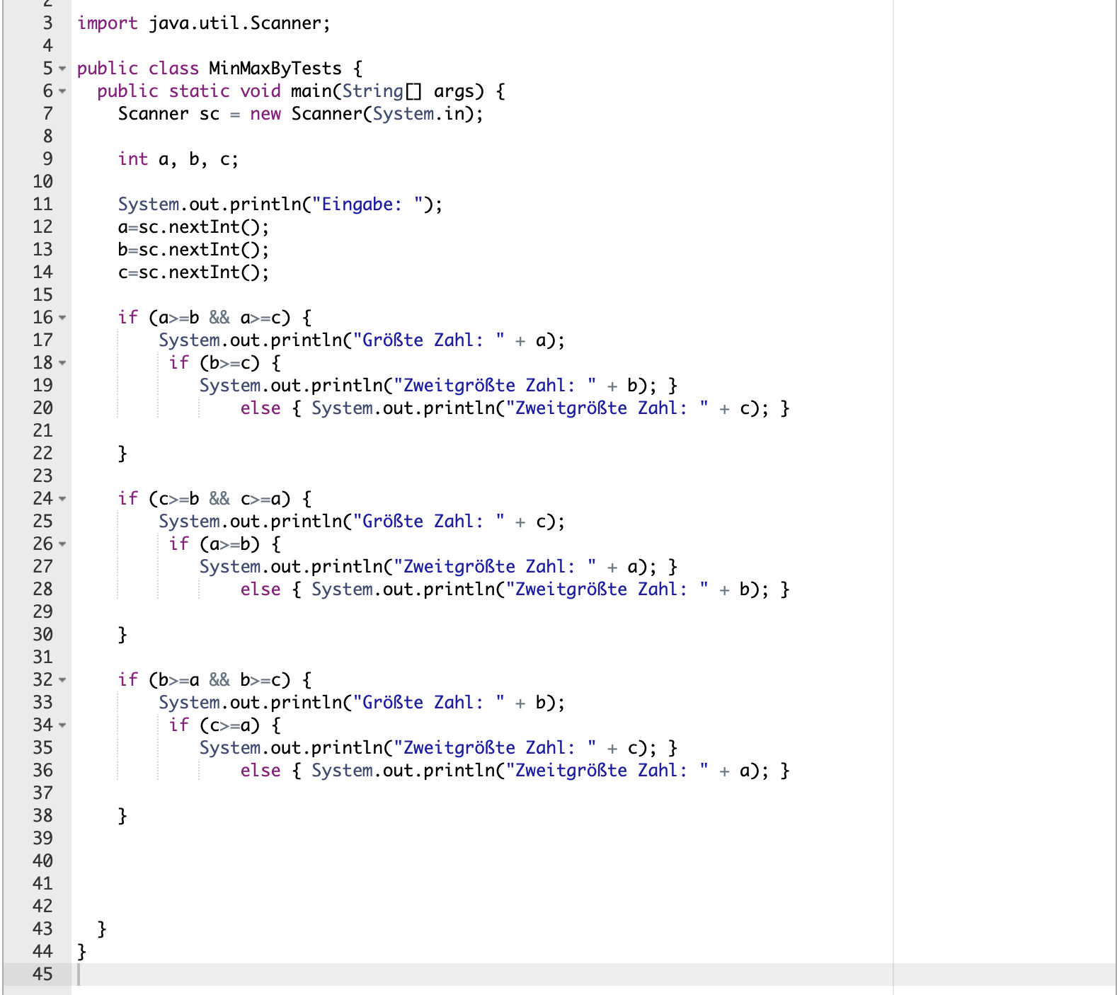 Programm schreiben, Problem bei größte und zweitgrößte Zahl (Java)? (Computer, Technik, Technologie)