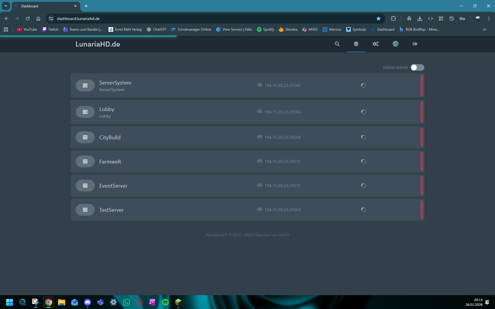 pterodactyl panel lädt nicht? (Minecraft, Server, Linux)