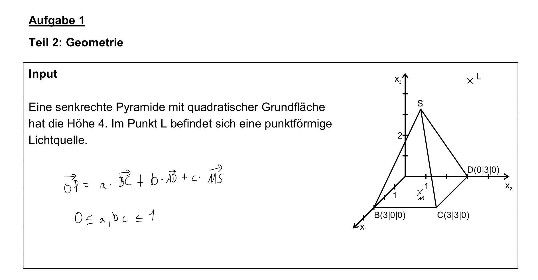 Punkt in Pyramide? (rechnen, Funktion, Gleichungen)