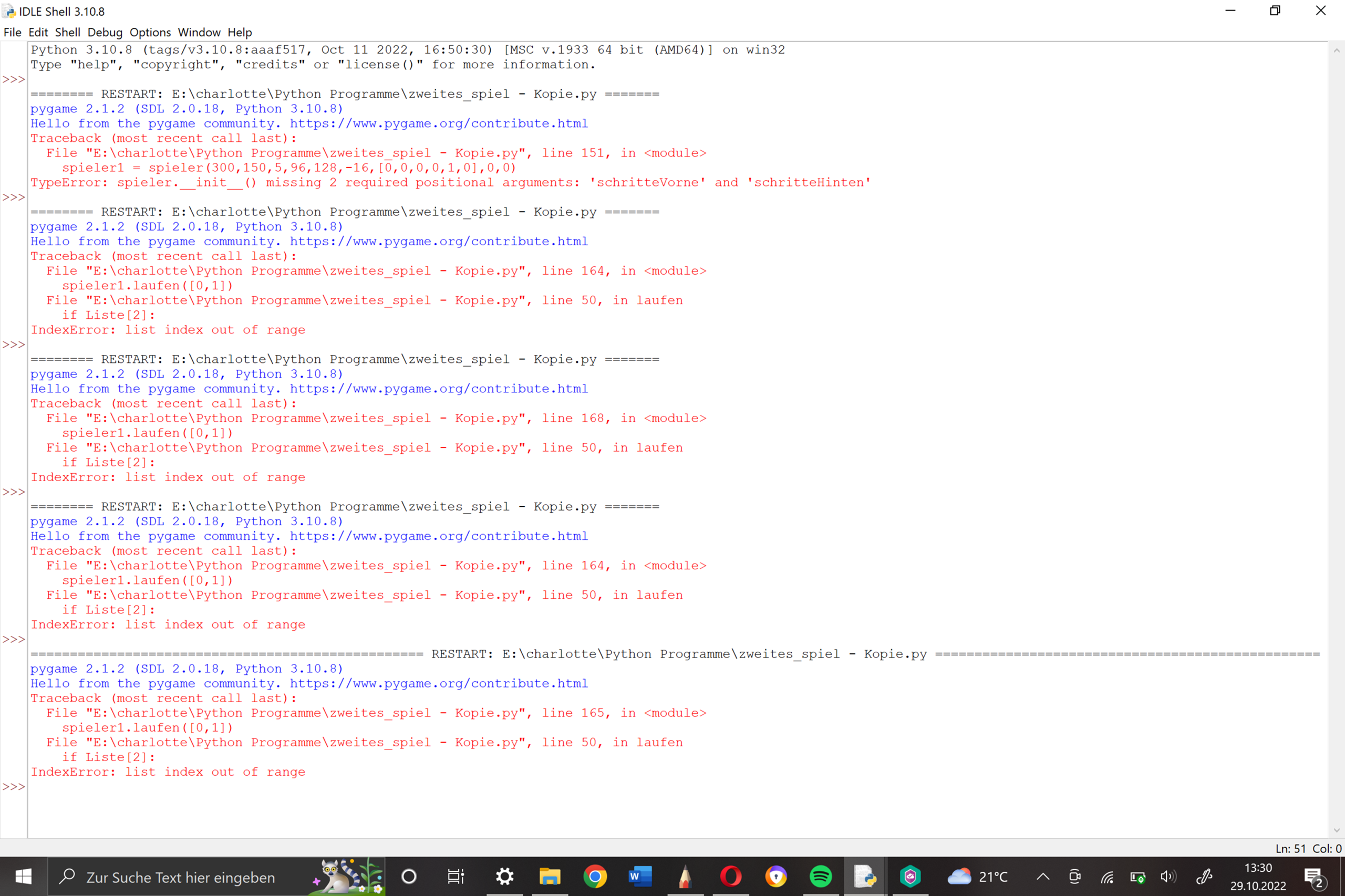 Python Fehlermeldung? (Programm, programmieren, Pygame)